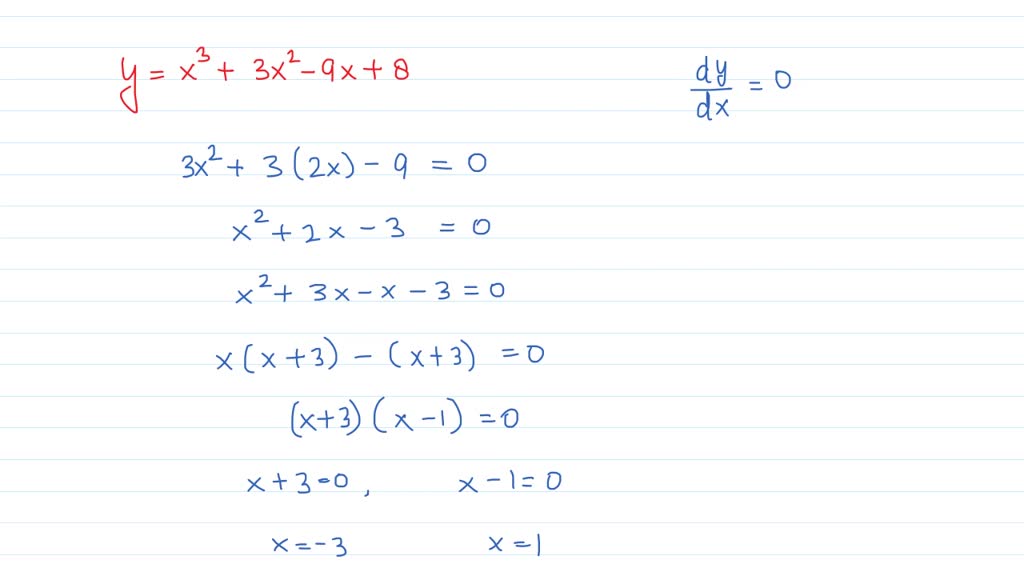 SOLVED Find The Points On The Curve Y X3 3x2 9x 8 Where The