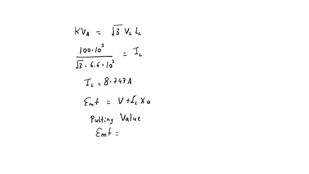 Solved A 1000 Kva 6 6 Kv 3 Phase Star Connected Cylindrical Pole Synchronous Generator Has A