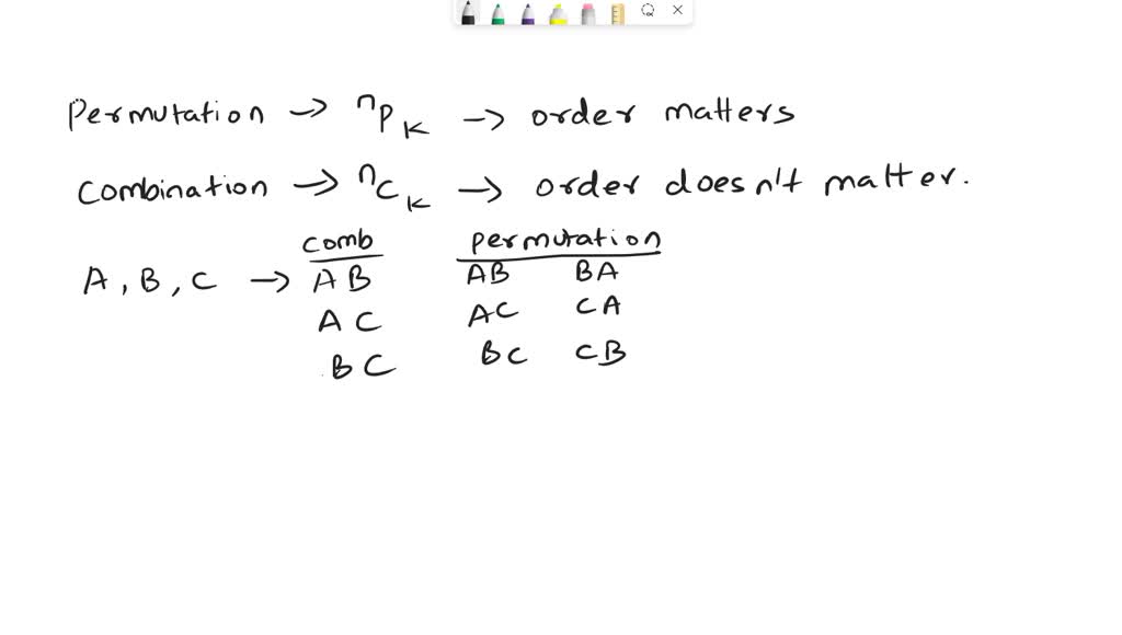 SOLVED: What is the difference between a permutation and a combination ...