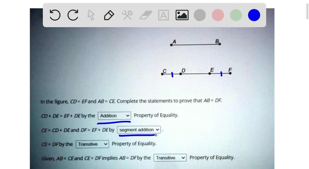 Solved In The Figure Cd Ef And Ab Ce Complete The Statements To