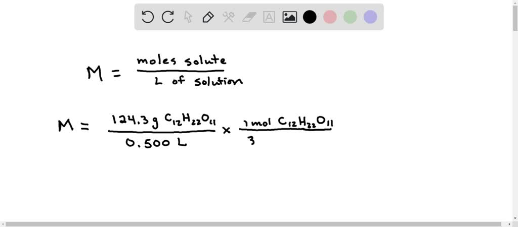 SOLVED: Calculate the sucrose molarity (C12H22O11) if you have 124.3g ...