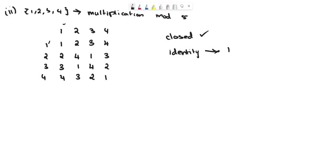 SOLVED: Which of the following is a group? The set 1,4,5,7 under ...