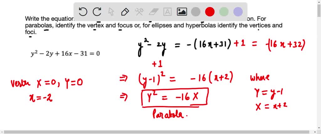 Solved Problem 3 Classify Each Conic Section Write Its Equation In Standard Form And Sketch
