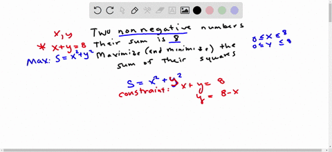 SOLVED: The sum of two nonegative number is 8. What is (a) the smallest and (b) the largest ...