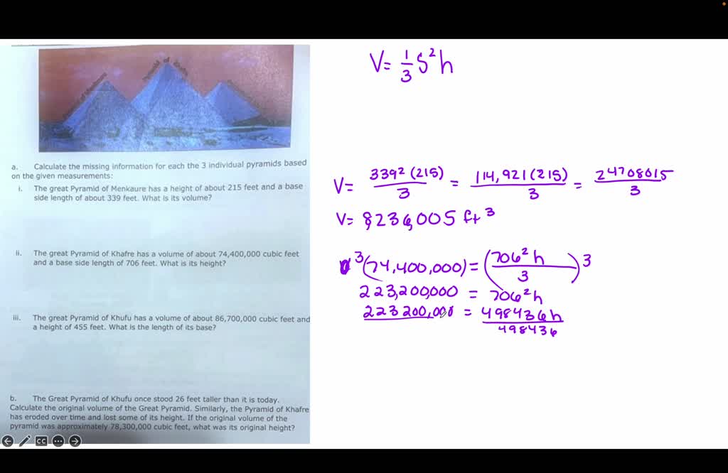 SOLVED: Calculate the missing information for each individual pyramid ...