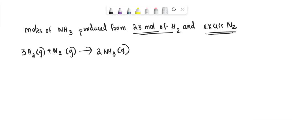 how many moles of nh3 can be produced from 23.0 mol of h2 and excess n2