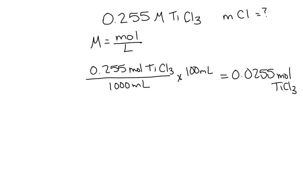 SOLVED: Determine the mass of chloride ( MW = 35.45 g/mol ) in grams ...