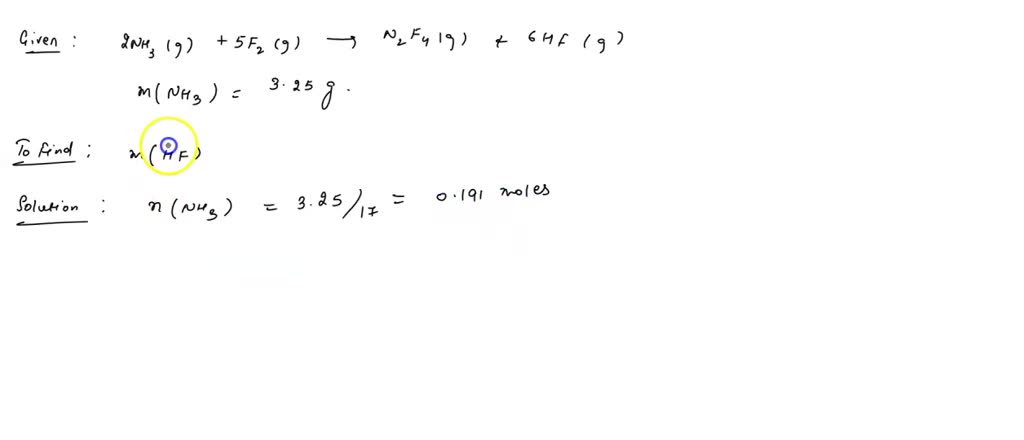 SOLVED: When ammonia (NH3) reacts with fluorine (F2), the products are ...