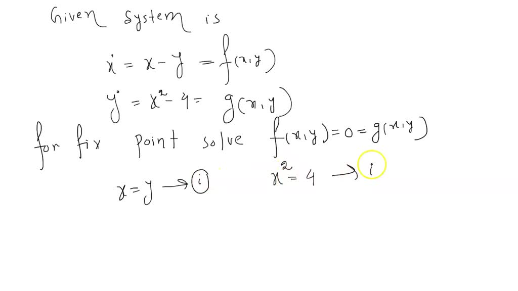 SOLVED: For each of the following systems, find the fixed points, classify them (type and ...