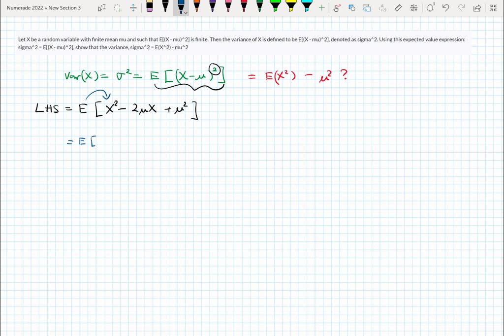 Solved Let X Be A Random Variable With A Finite Mean Î¼ And Such That E X Î¼2 Is Finite 