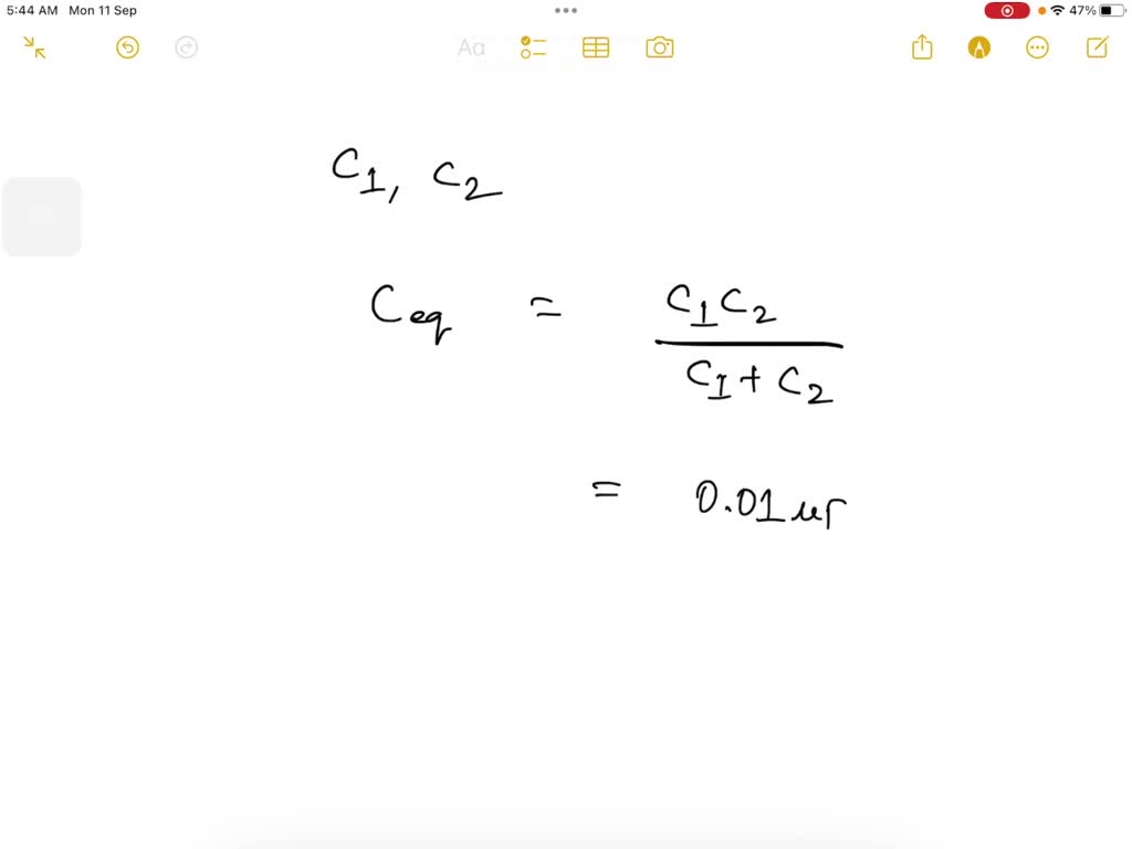 Solved An Ac Circuit Contains A 0 01 Microfarad Capacitor And 0 06 Microfarad Capacitor That
