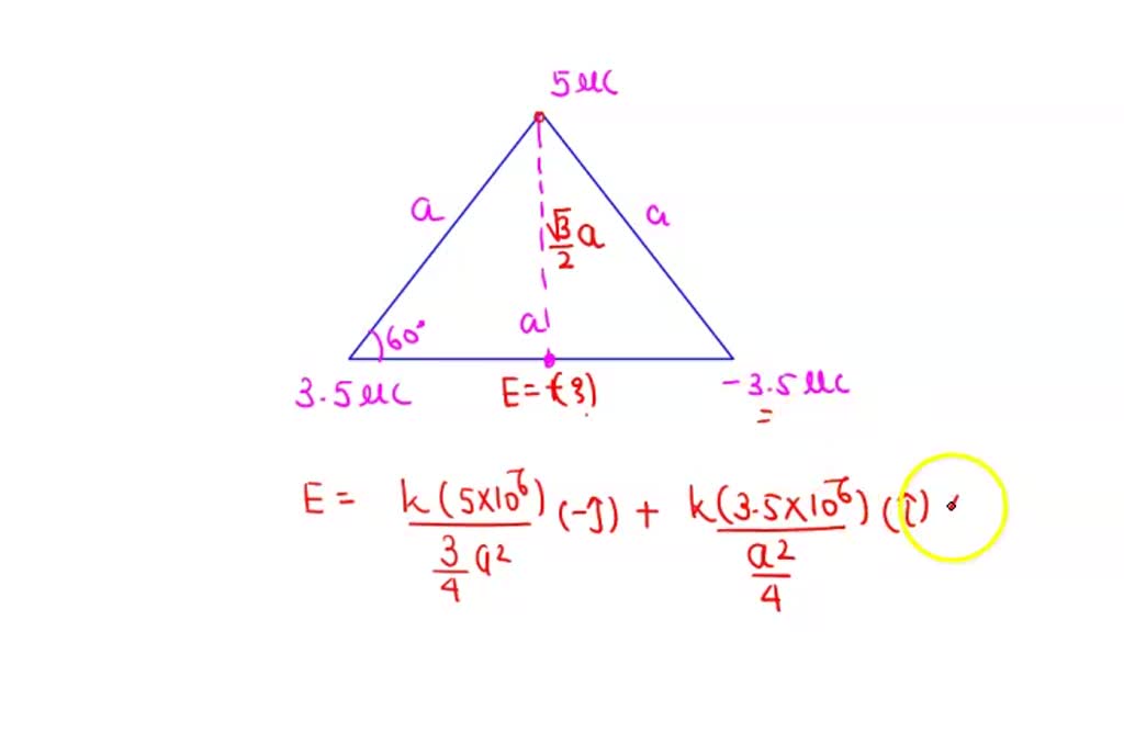 SOLVED: Three charges are at the corners of an equilateral triangle, as ...