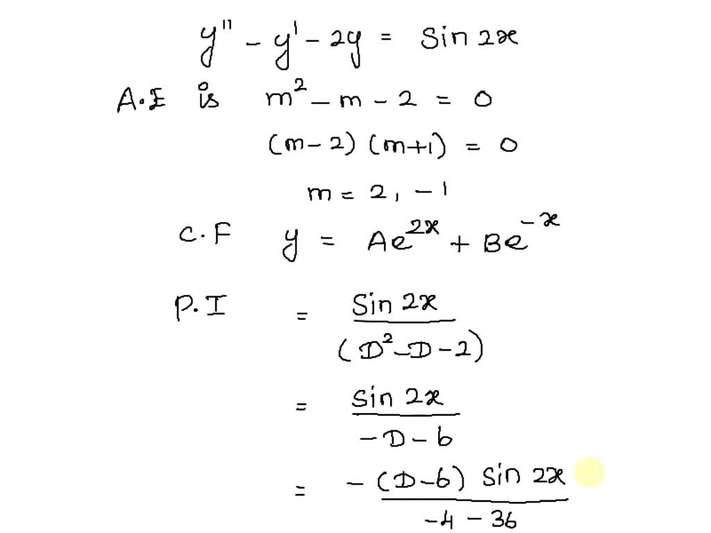 SOLVED: 1. Find the general solution of the differential equation: y" y ...