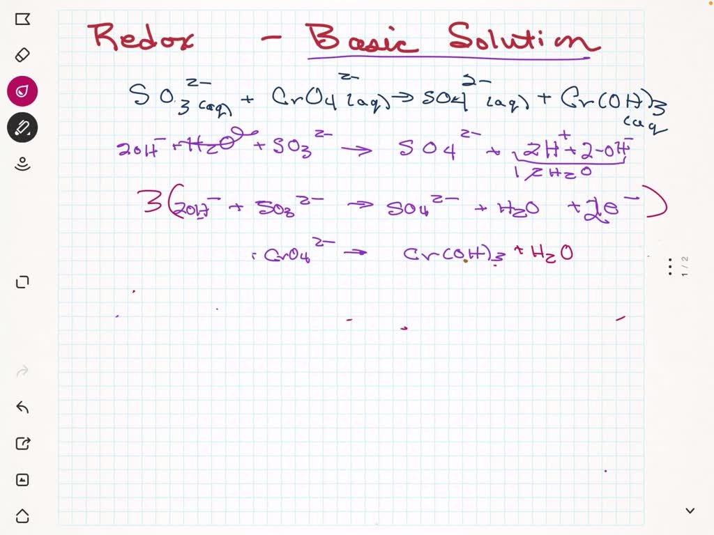 Balance the reaction between SO32- and CrO42- to form SO42- and Cr(OH)3 ...