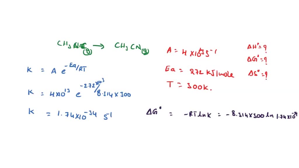 SOLVED: The pre-exponential factor and activation energy for the ...