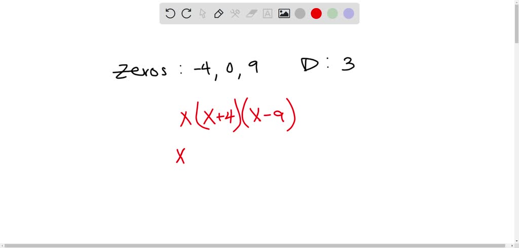 SOLVED: Form polynomial whose real zeros and degree are given. Zeros: 4,0, 9; degree: 3 Type a ...