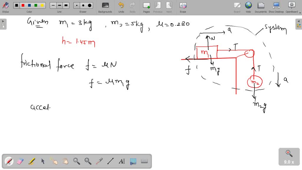 Solved 7 6 20 In The Diagram Below M1 3 0kg M2 5 0kg And M3 7 0kg The Coefficient Of