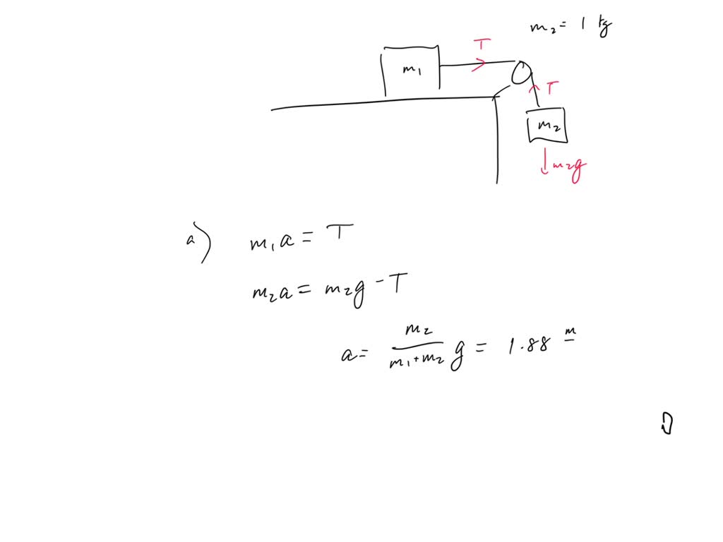 SOLVED: Consider two masses m1 and m2 connected by a thin string. Assume the following values ...