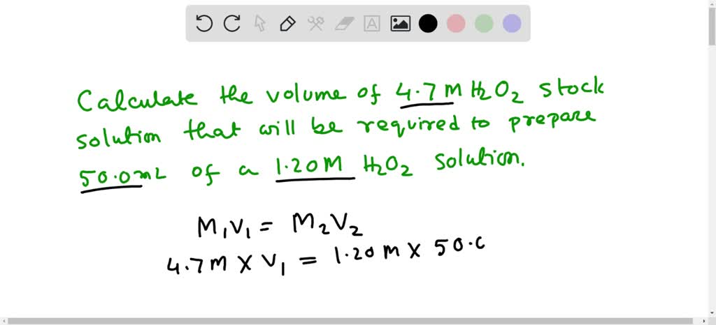 SOLVED: Calculate the volume of a 3.0% H2O2 solution which is ...