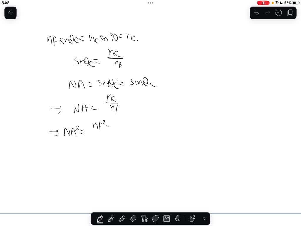 SOLVED: The numerical aperture of a fiber is defined as the sine of the ...