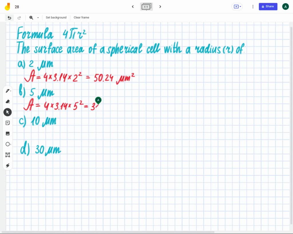 SOLVED: If a cell is spherical in shape and radius of the cell (r) is ...