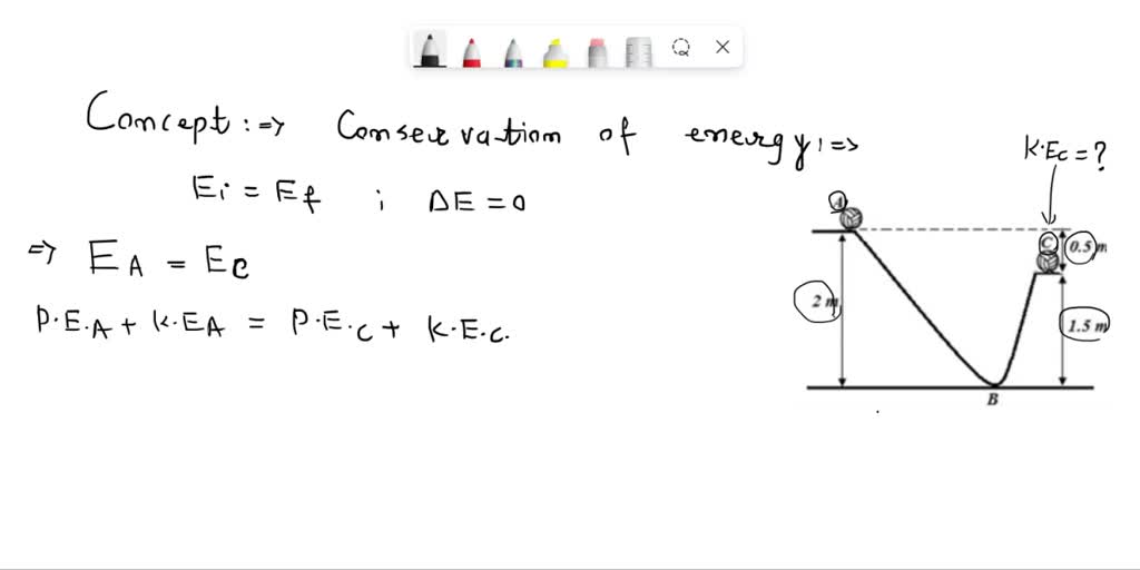 SOLVED: 35. A 1kg ball is released and slides down on the frictionless path from point A to ...
