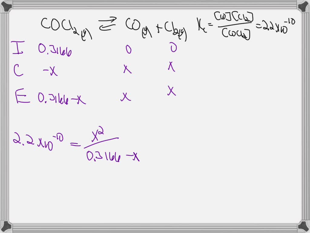 SOLVED: Assume that the change in concentration of COCl2 is small ...