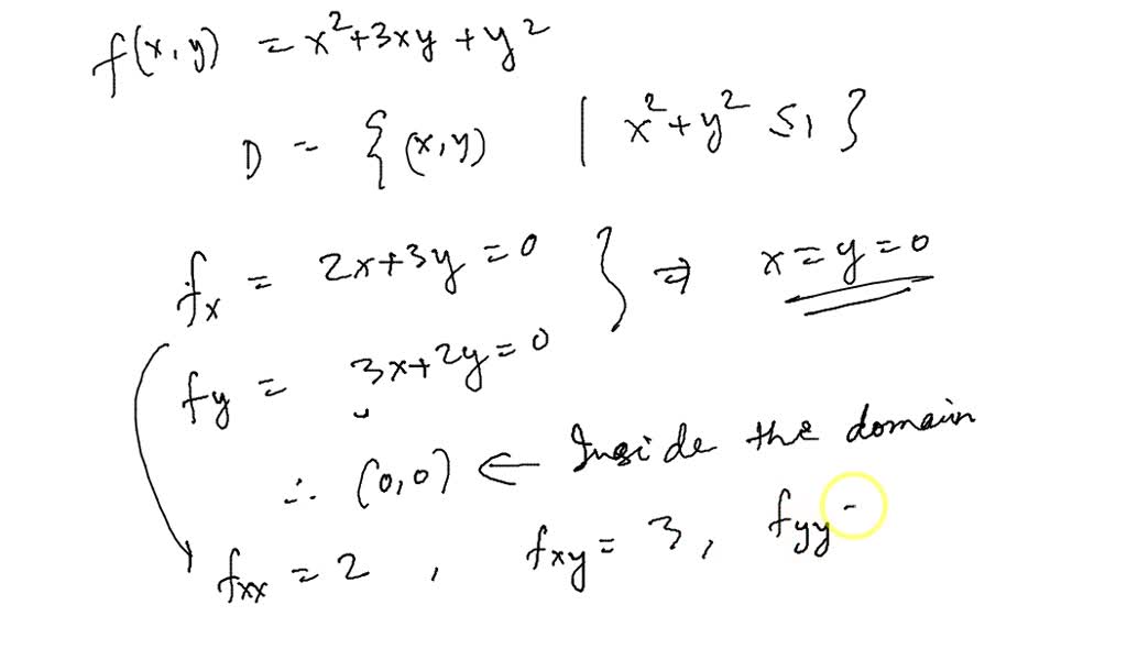 Solved Find Absolute Maximum And Minimum Values For F X Y X2 3xy