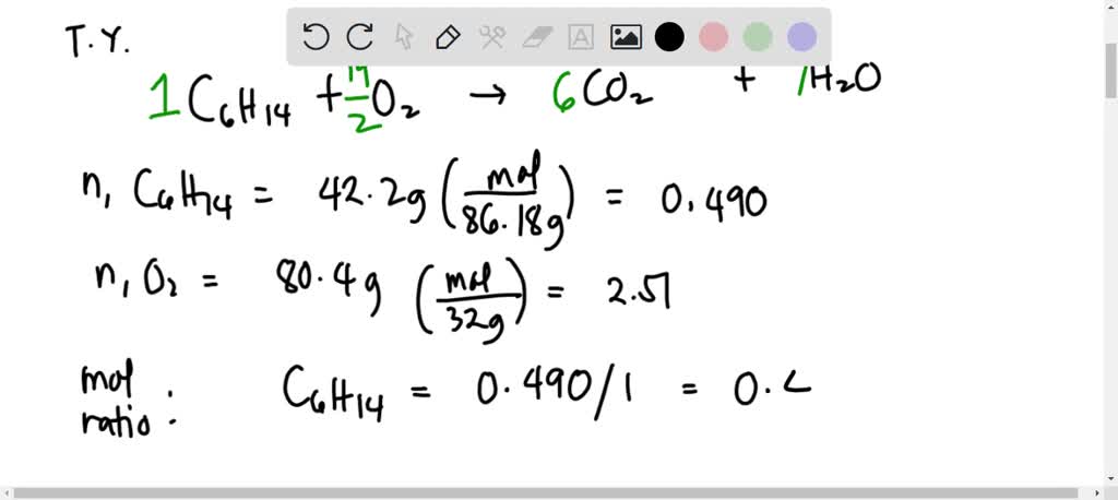 SOLVED: Liquid hexane (CH, (CH2) CH, ,; reacts with gaseous oxygen gas ...