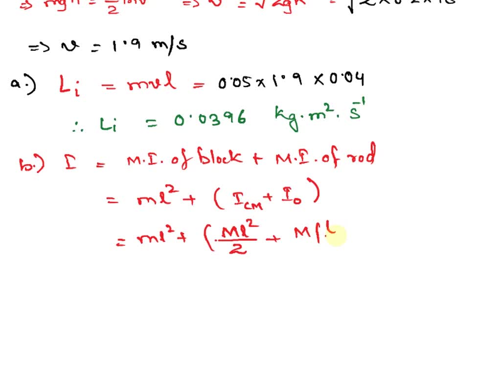 SOLVED: Problem: massive block of mass m1 5.0 kg is attached to one end of a massless rod of ...
