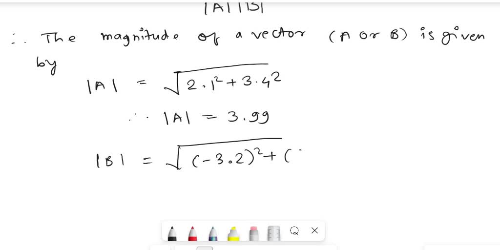 SOLVED: Calculate ||al|, ||m||, and am and use them to calculate 0am ...