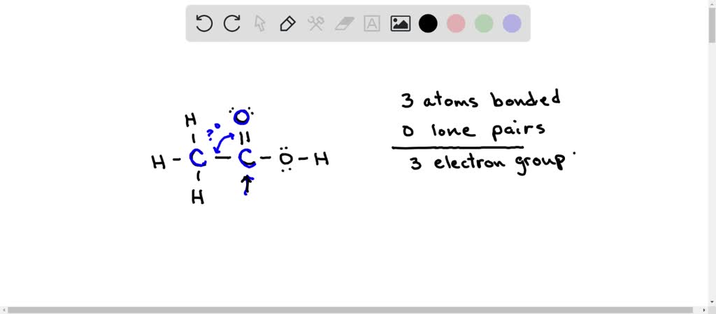 SOLVED: The C-C=O bond angle in acetic acid, shown below, is closest to ...