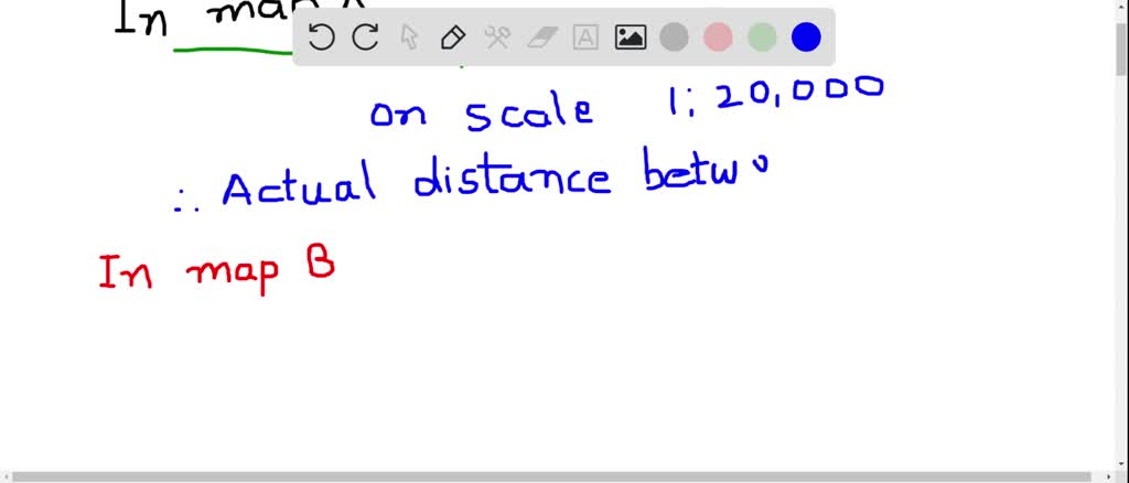 A scale of a map is 1cm to 5km. The distance between two towns, 38km ...