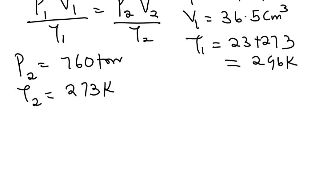A student decomposes potassium chlorate and collects 36.5 cm° of oxygen ...