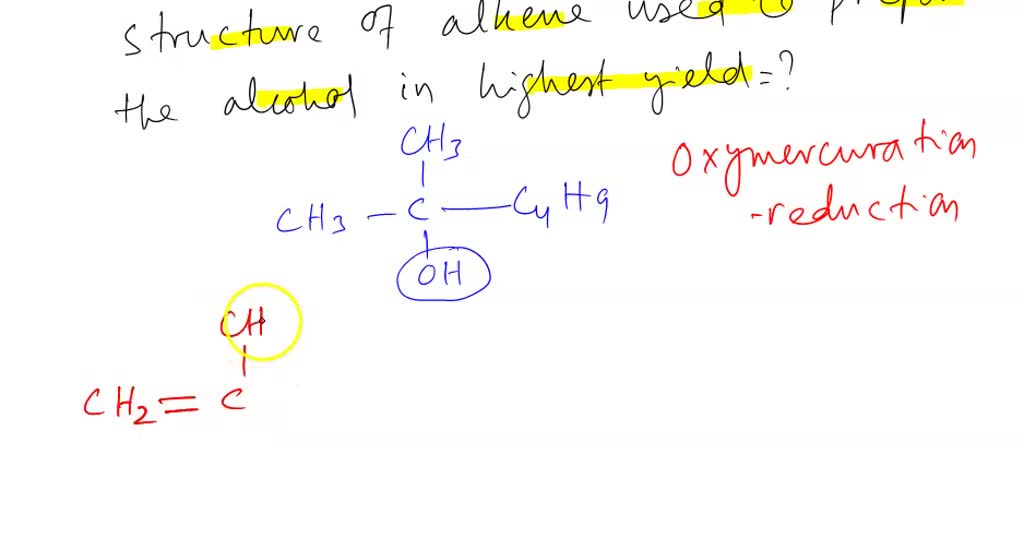 SOLVED: 2-methyl-2-hexanol was prepared by reacting an alkene with ...