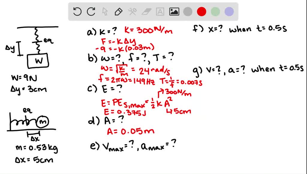 SOLVED: A mass m is attached to a spring with a spring constant of 200 ...