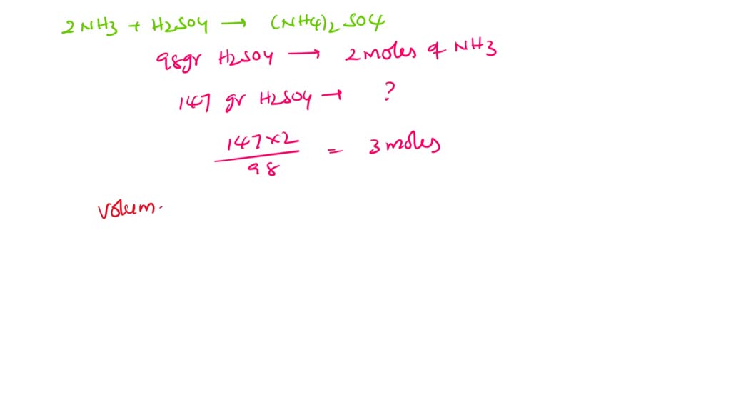SOLVED: Calculate the volume of NH3 in liters needed at 21 degrees Celsius and 36.5 atm in ...