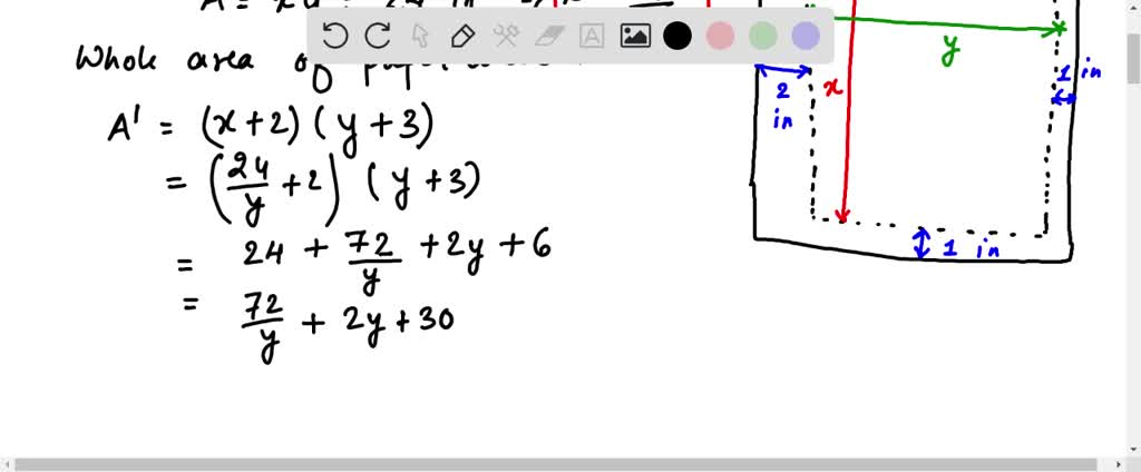 SOLVED: A rectangular page is to contain 24 square inches of print. The ...