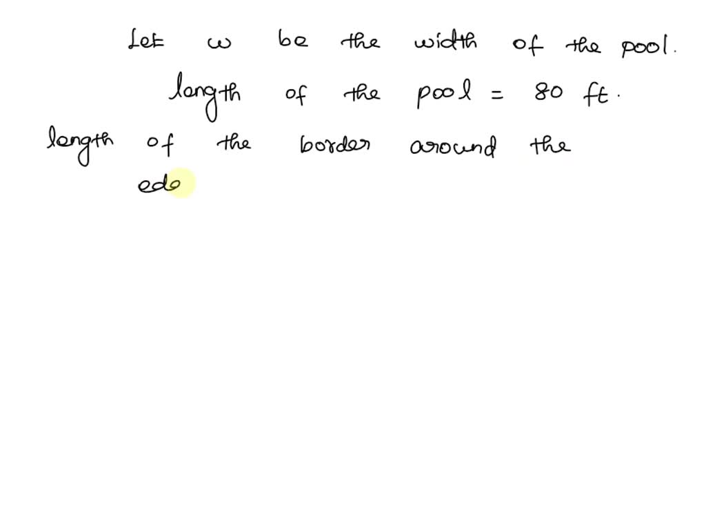 SOLVED: A physical therapy facility is building a new pool that is 80 ...