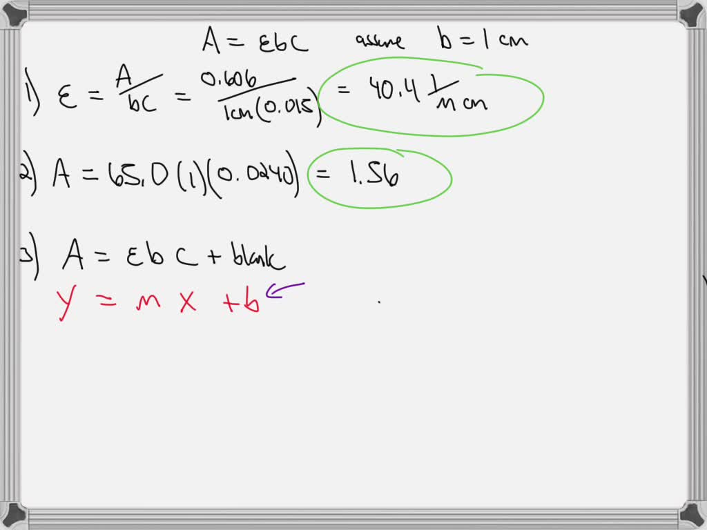 SOLVED: Part 1: Determining Molar Absorptivity Constant of ...