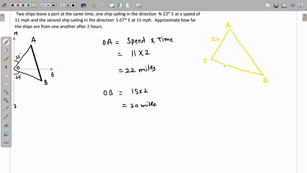 SOLVED: Two ships leave a port at the same time, one ship sailing in ...