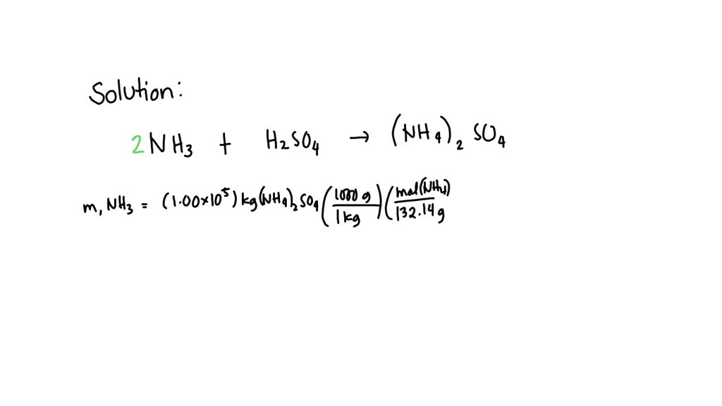 SOLVED: The fertilizer ammonium sulfate [(NH4)2SO4] is prepared by the ...