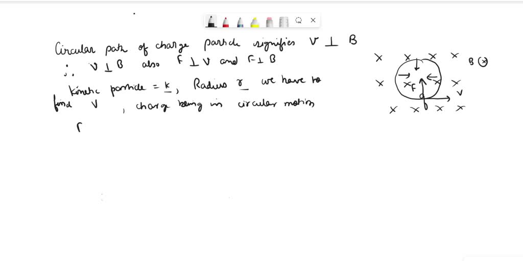 SOLVED: A particle with charge q and kinetic energy K travels in a uniform magnetic field of ...
