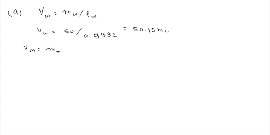 SOLVED: A mixture of methanol (methyl alcohol) and water contains 50.00% water by mass. Ideal ...