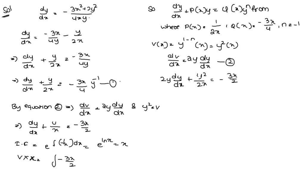 SOLVED: The given differential equation is of at least two types considered in chapter 1 ...