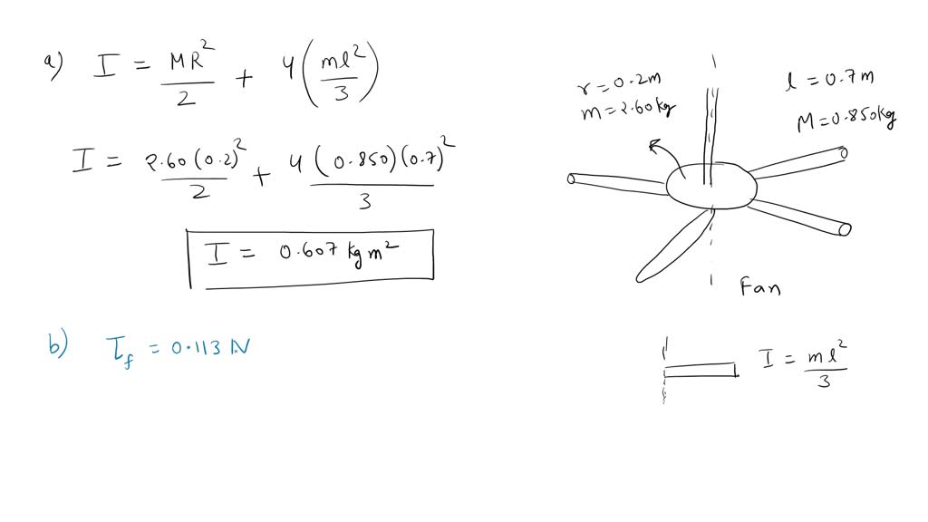 SOLVED:An approximate model for a ceiling fan consists of a cylindrical ...