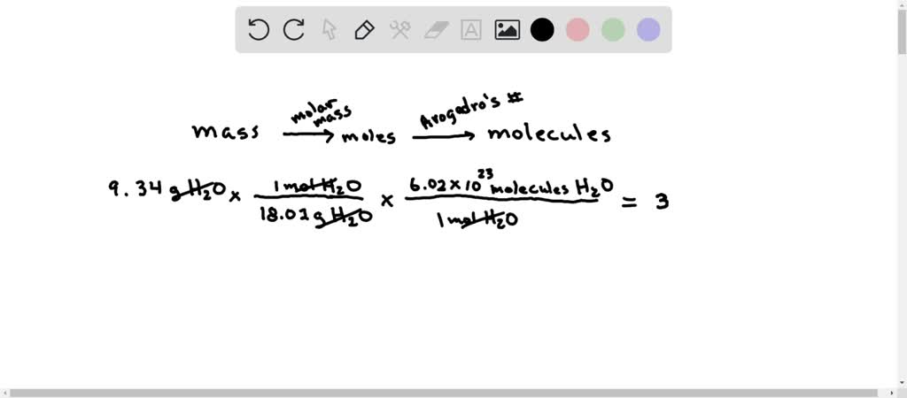 SOLVED: How many molecules are there in 9.34 grams of water? How many moles of O?