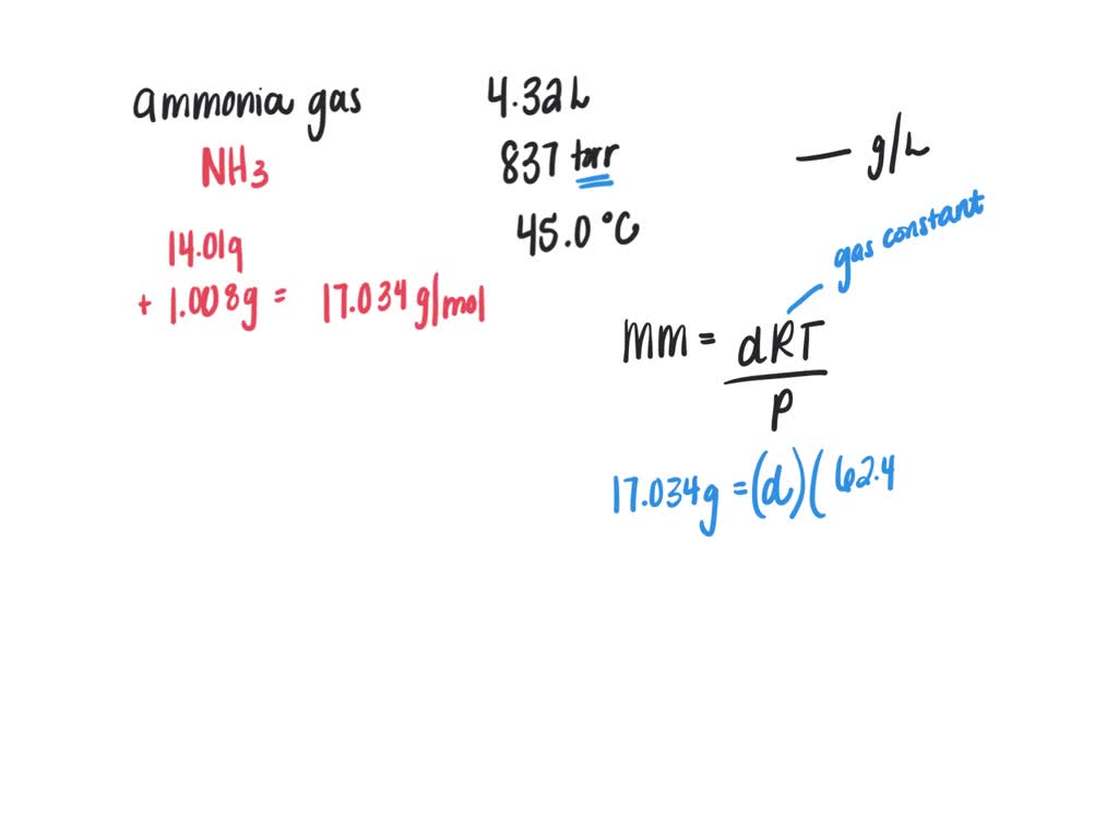 SOLVED: Part A The ' density of ammonia gas in a 4.32 container at 837 ...