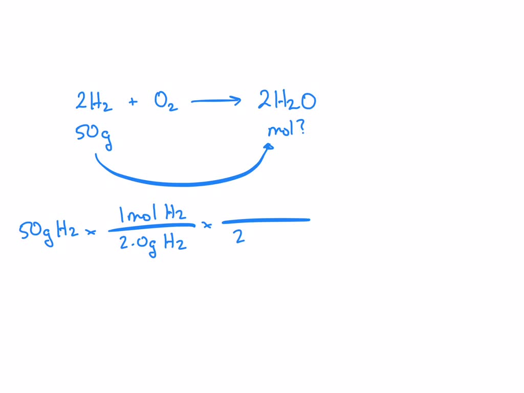 SOLVED: Page 4 of 10 Question 4 (1 point) 2 H2+O2->2 H2O If you have 50 grams of hydrogen, how ...