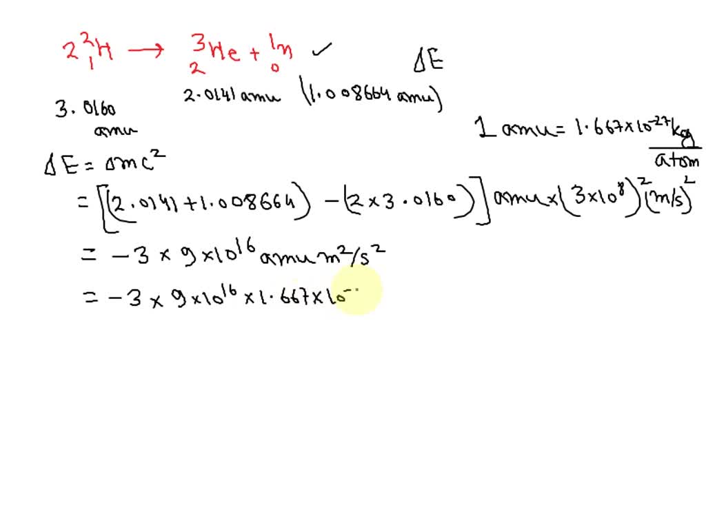 SOLVED: How much energy is released (in kJ) in the fusion reaction of ...